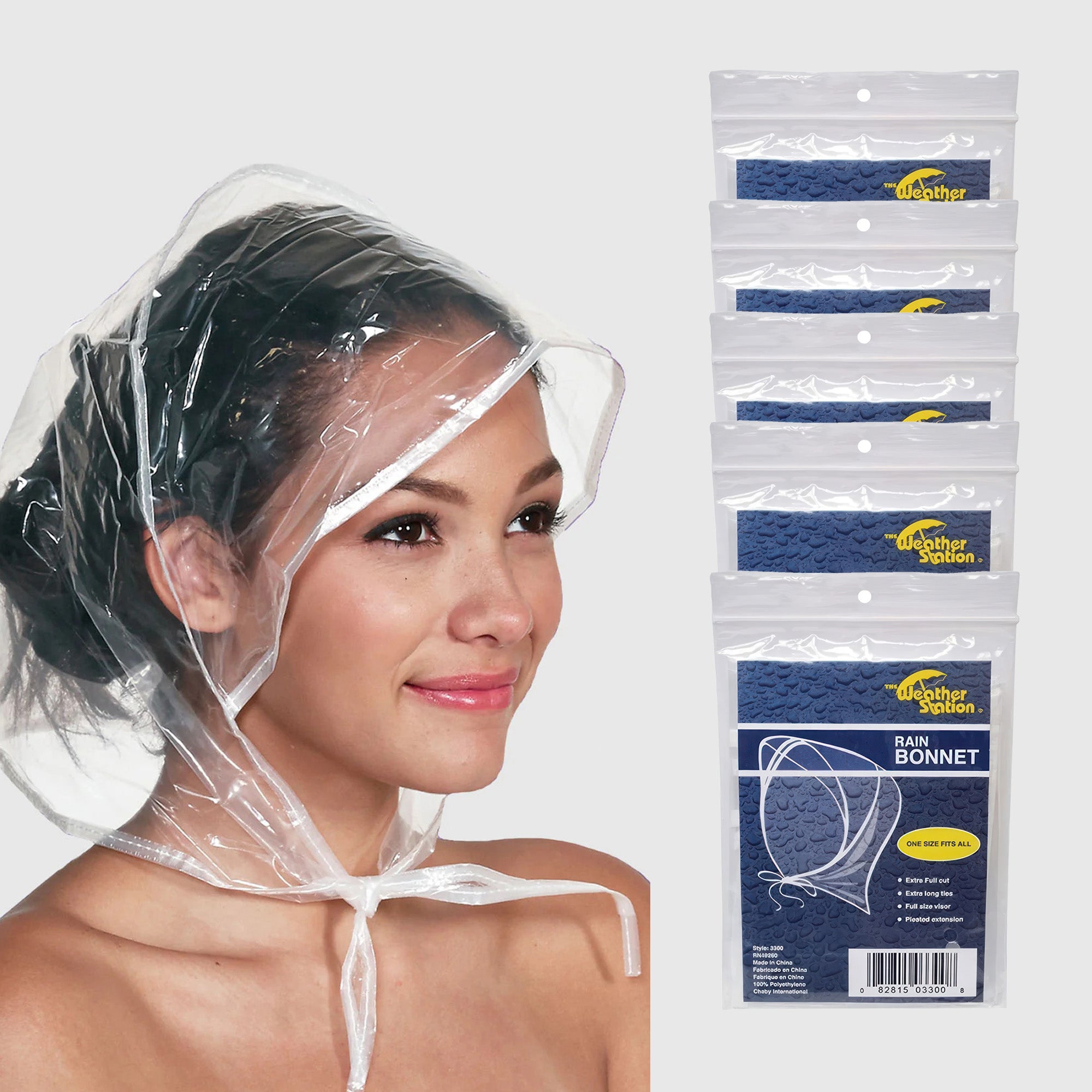 Weather Station Rain Bonnet Hat – One Size Fits All Waterproof Hair Pr