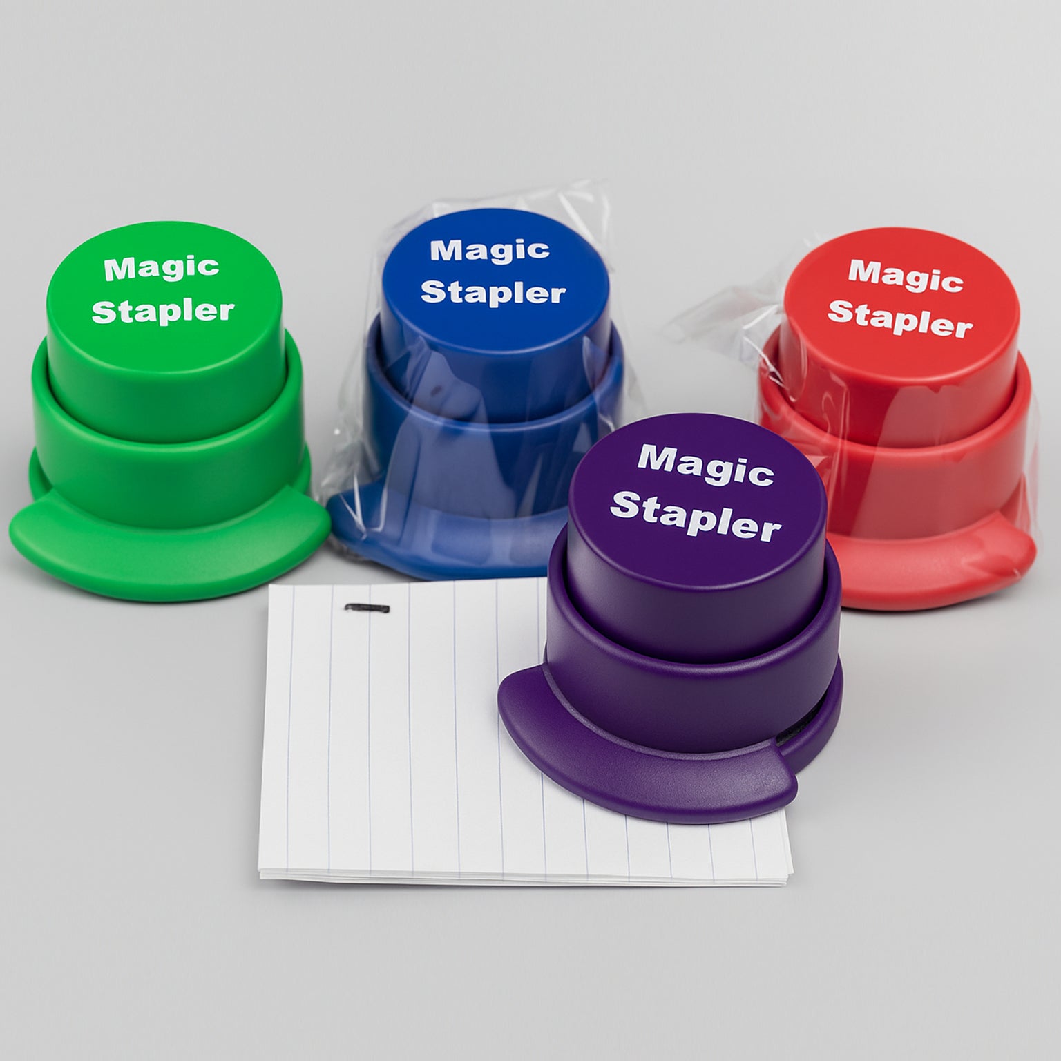 Stapleless Magic Stapler 4-Pack – Kid-Safe, No-Staple Mini Stapler for