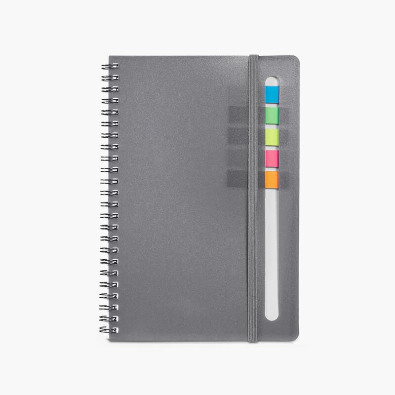 Spiral Notebook with Sticky Note Flags – 60 Sheets, Elastic Closure, 8
