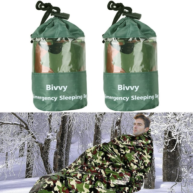 2pk Emergency Sleeping Bag – Waterproof Thermal Bivvy Sack for Camping