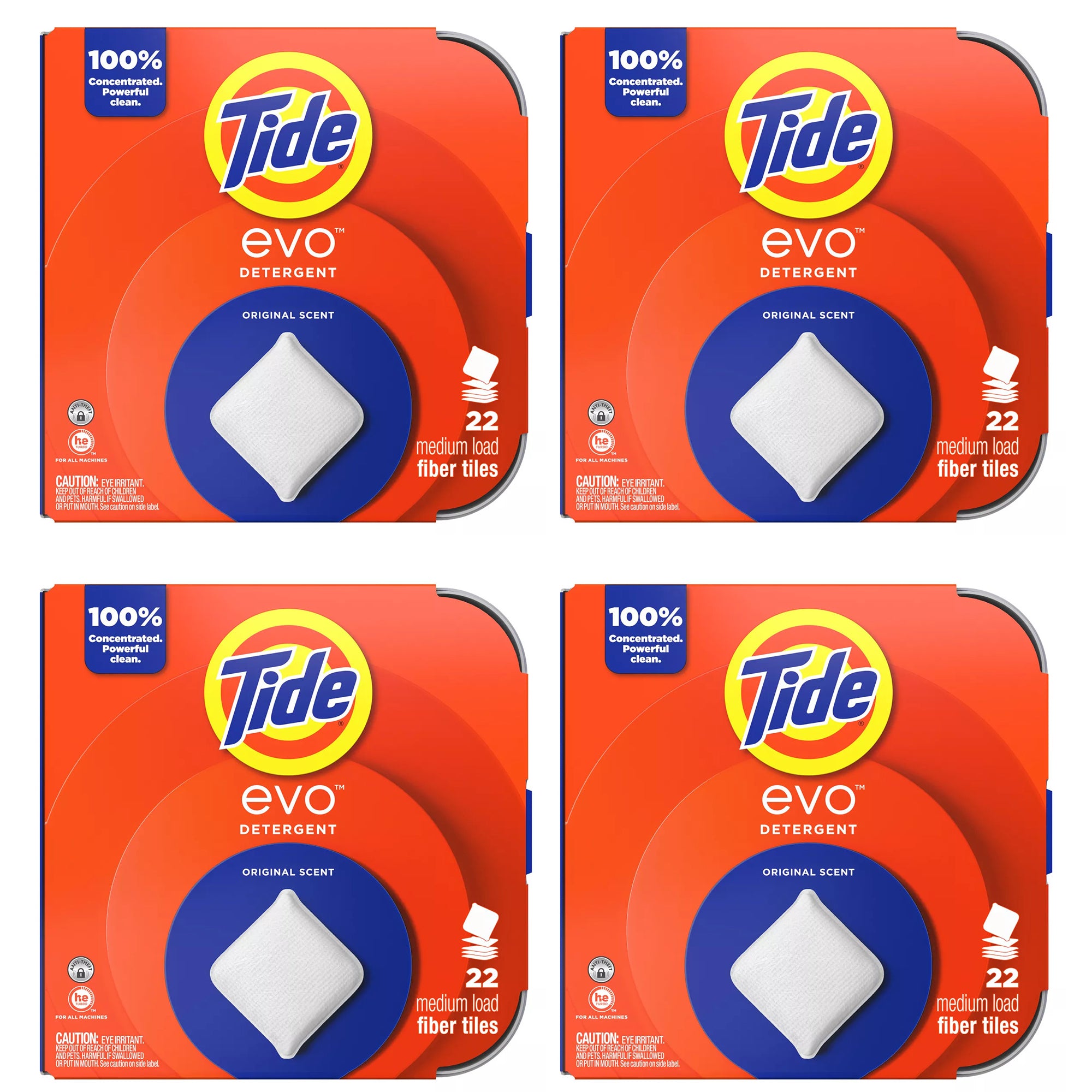 4pk Tide Evo Original Laundry Detergent Tiles – 88 Pods Total