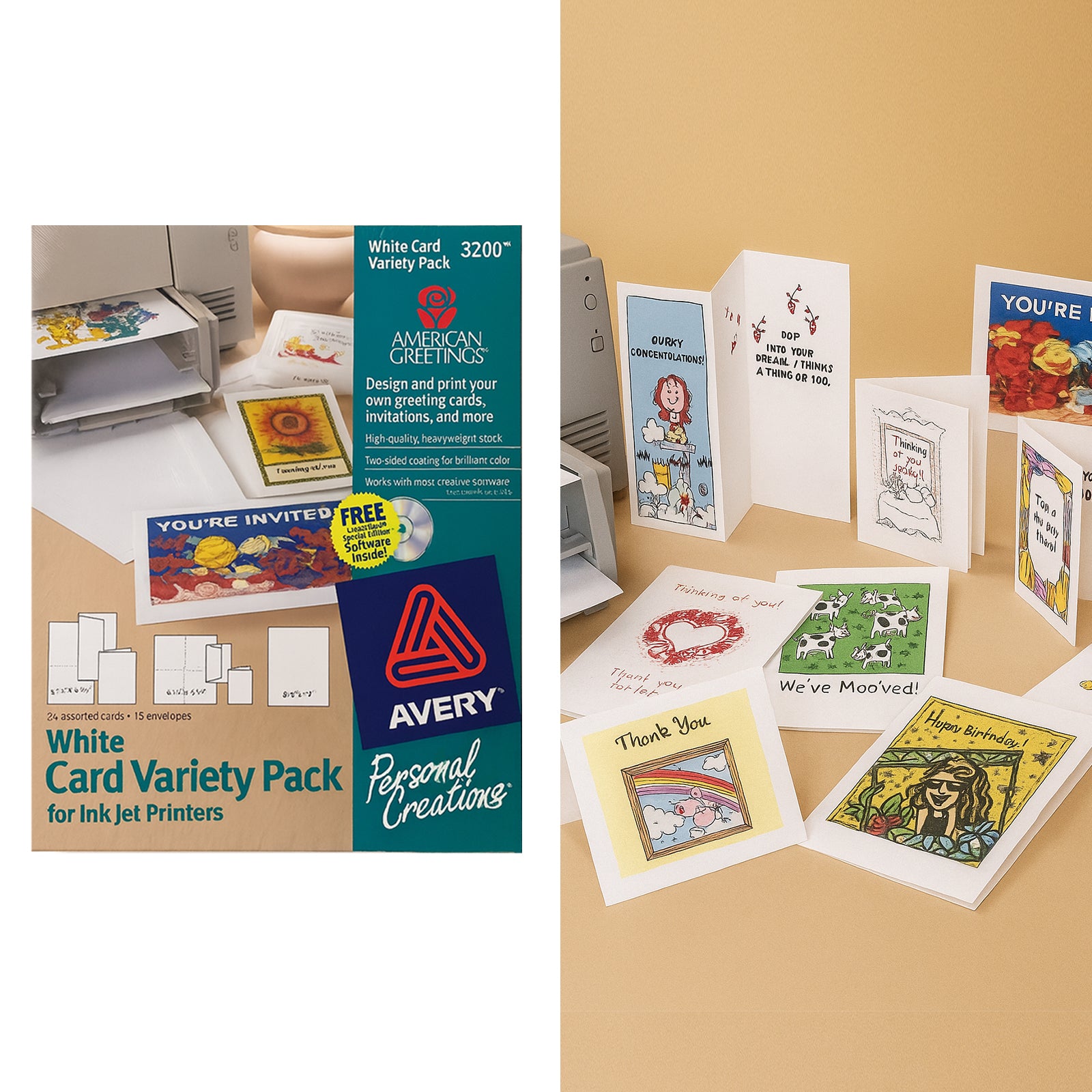 American Greetings White Card Variety Pack – 20 Blank Cards & 16 Envel