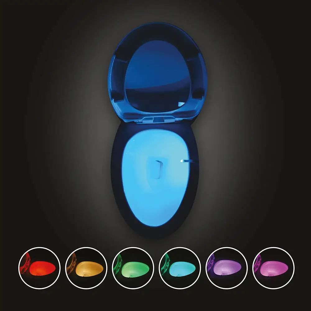 LED Toilet Bowl Light – 6 Color Modes, Motion Activated, Fits Most Toi