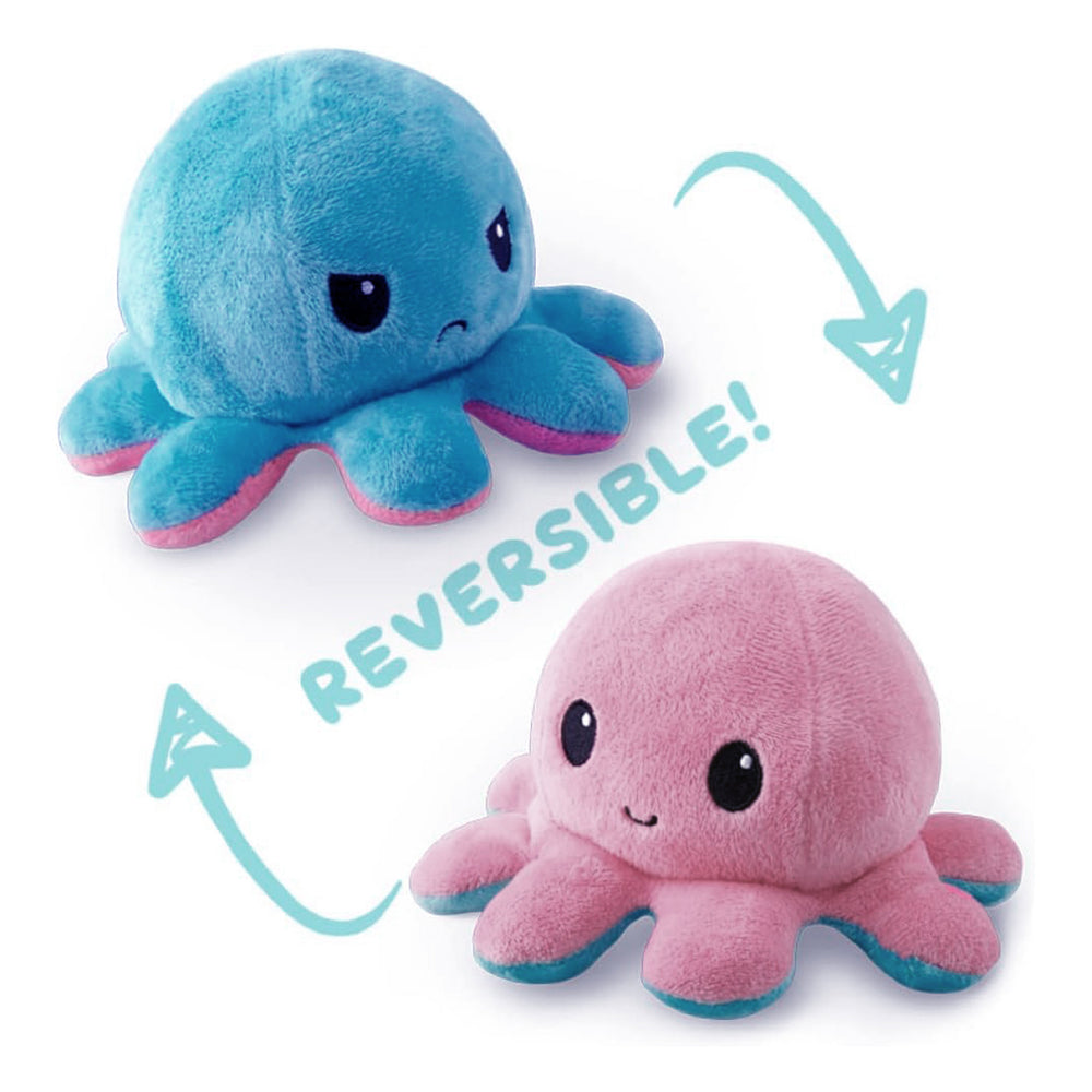 Reversible Octopus Plushie, Happy + Angry - Cute Sensory Fidget To Sho
