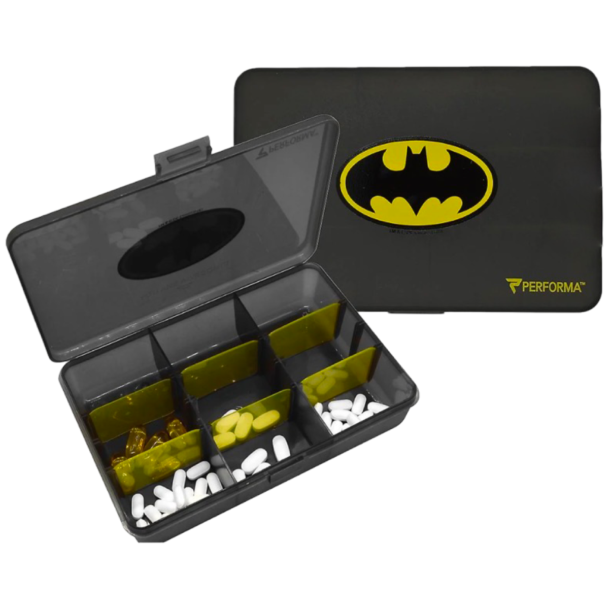 Performa Batman Pill Box - Customizable 3-9 Compartments, Shatter Resi
