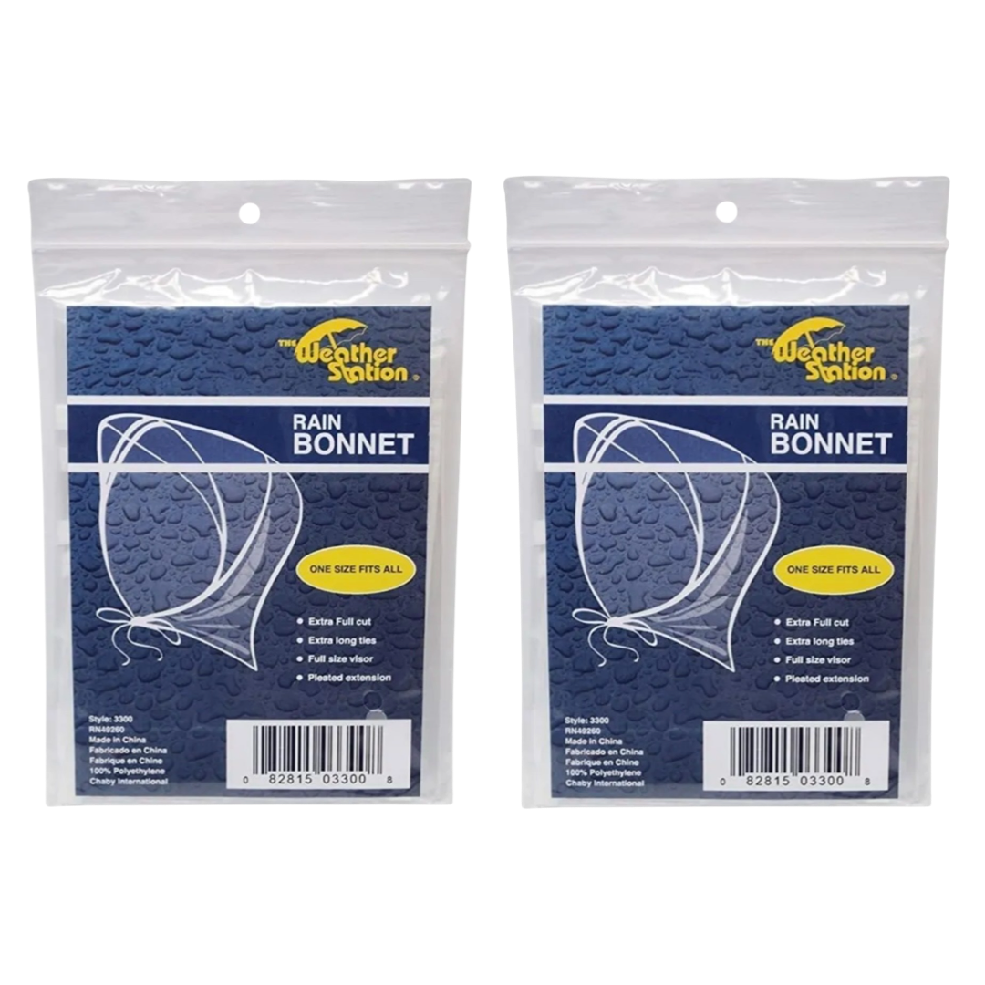 2pk Rain Bonnet Hair Protectors by Weather Station - Keep Your Hair Dr