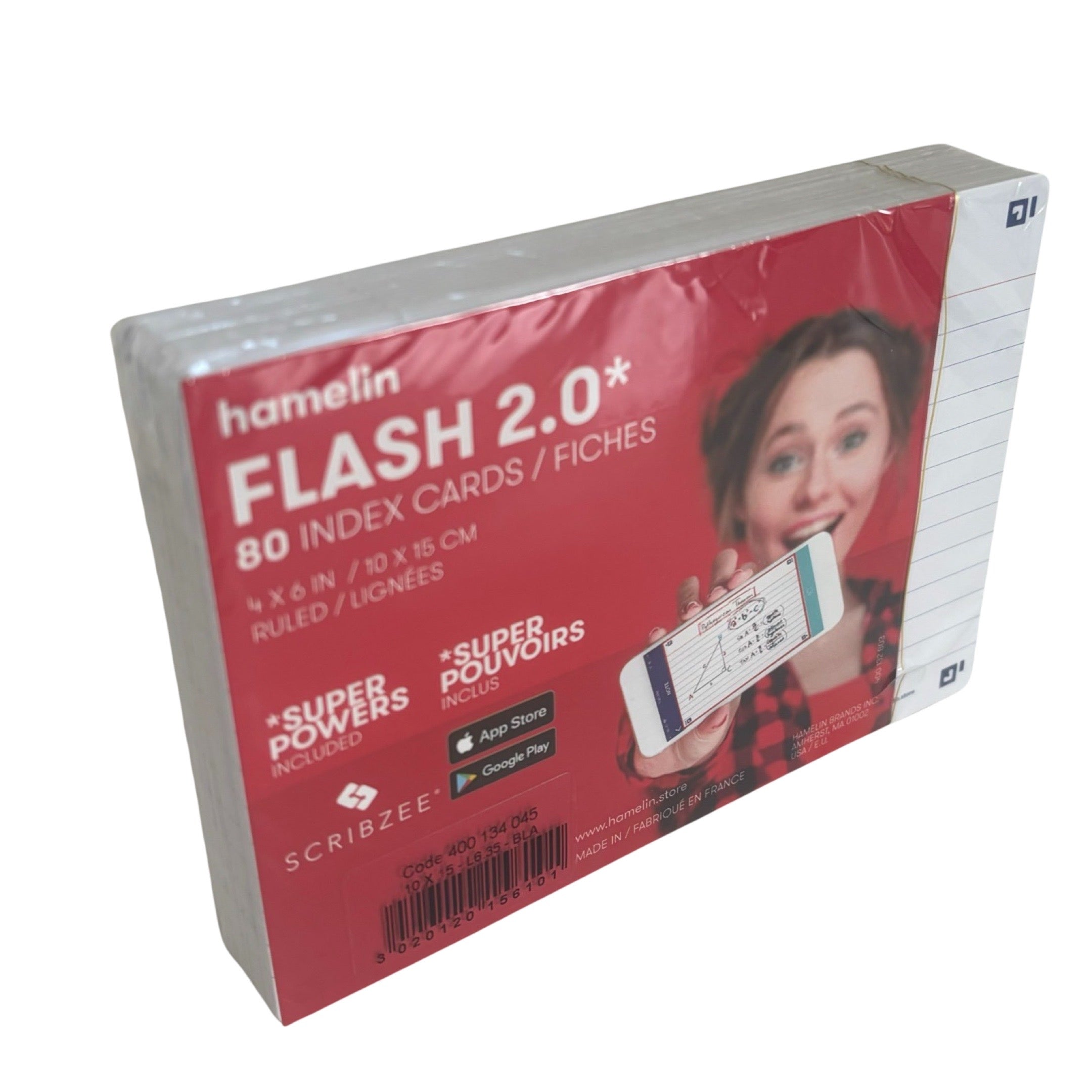 80ct Hamelin White Flash 4 x 6 Flashcards/Index Cards - Super Power's
