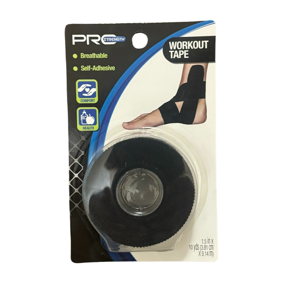 Pro Strength Black Workout Tape 10yds, 1.5", Self Adhesive - Breathabl