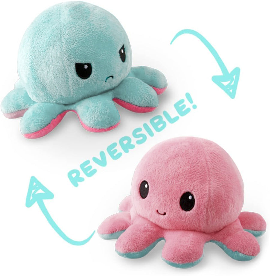 Reversible Octopus Plushie, Happy + Angry - Cute Sensory Fidget To Sho