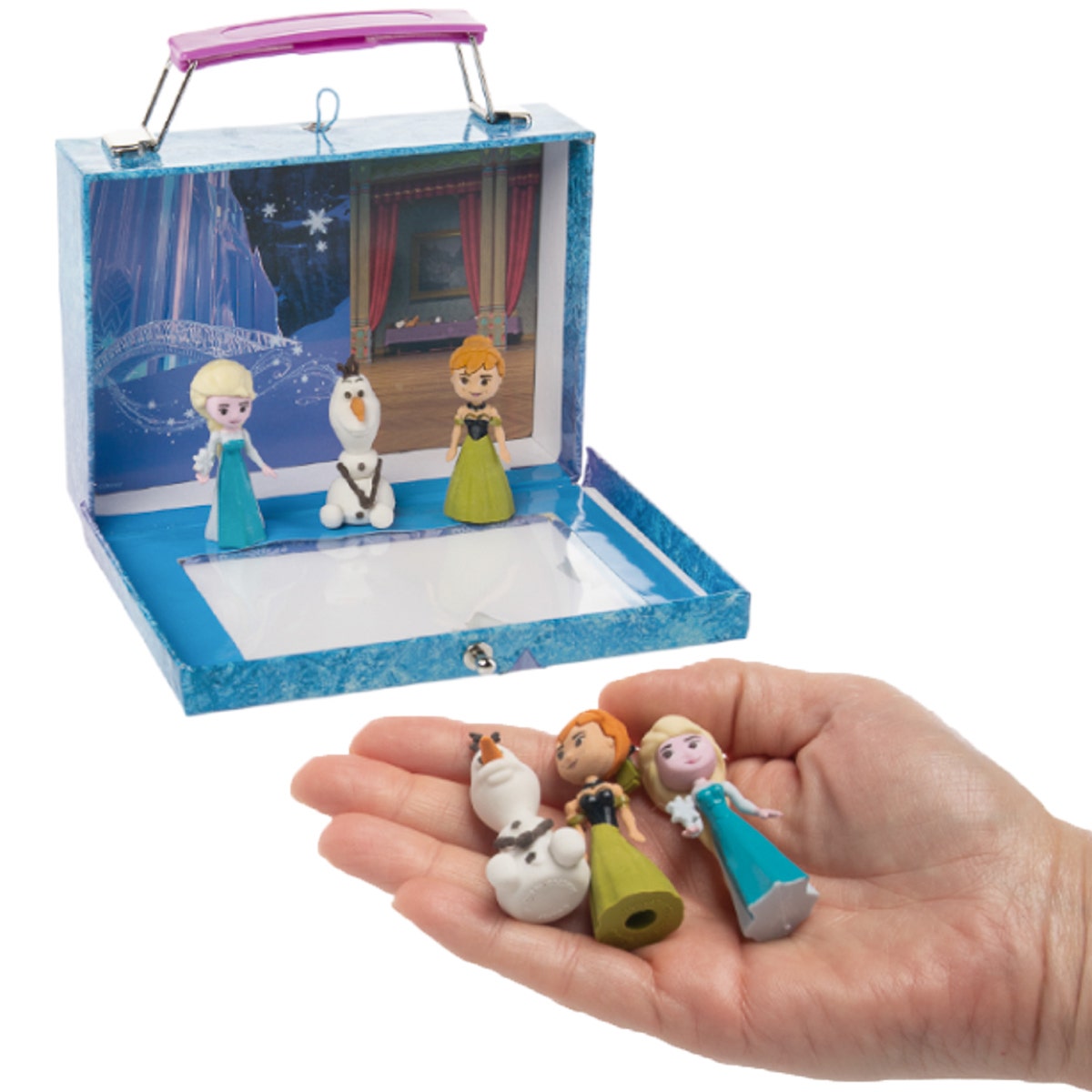 Disney Frozen Collectible Eraser Case With 3 Movie Characters & Play S